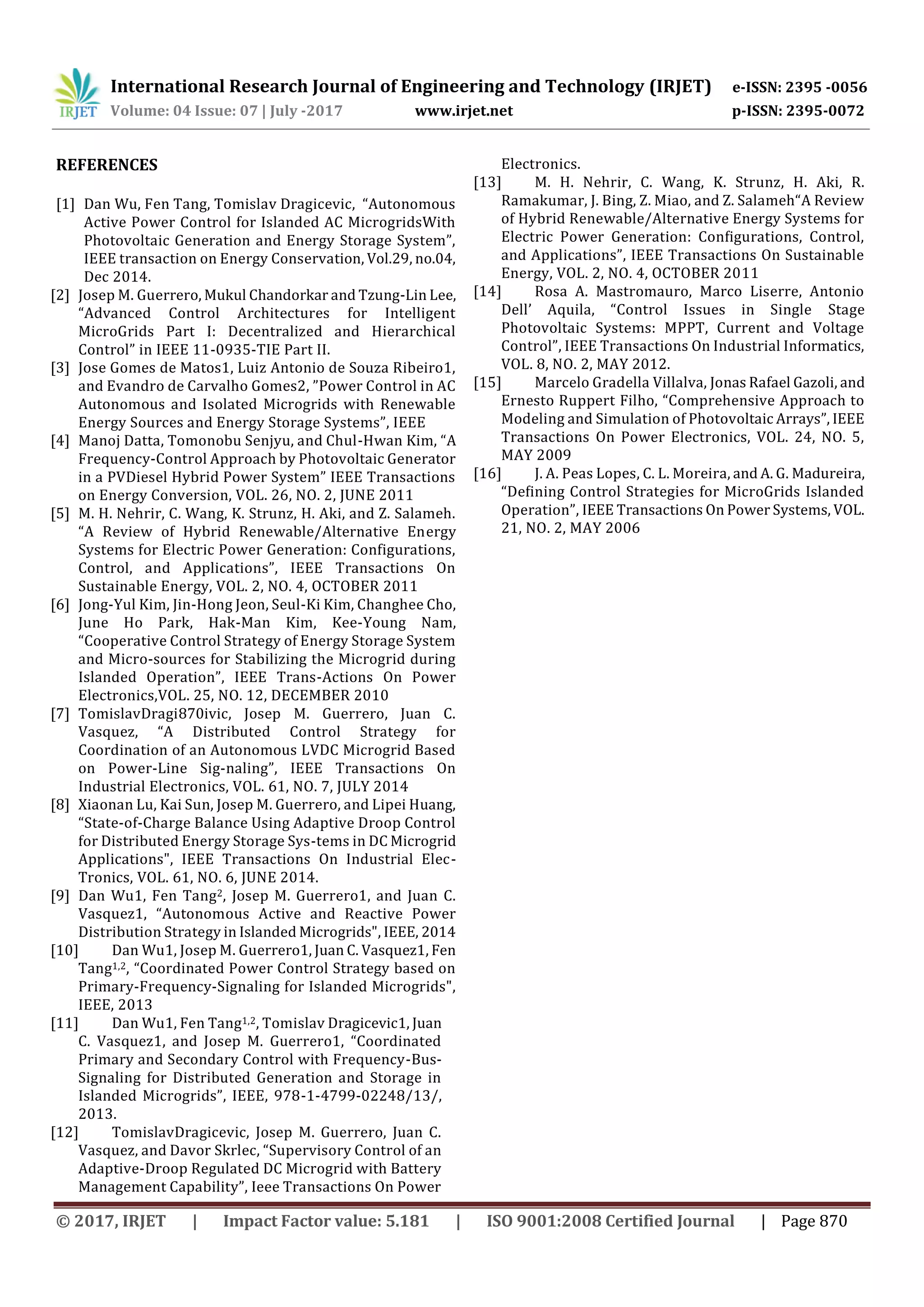 Energy Balance in AC Is-landed Micro-grid by Frequency Bus Signaling ...