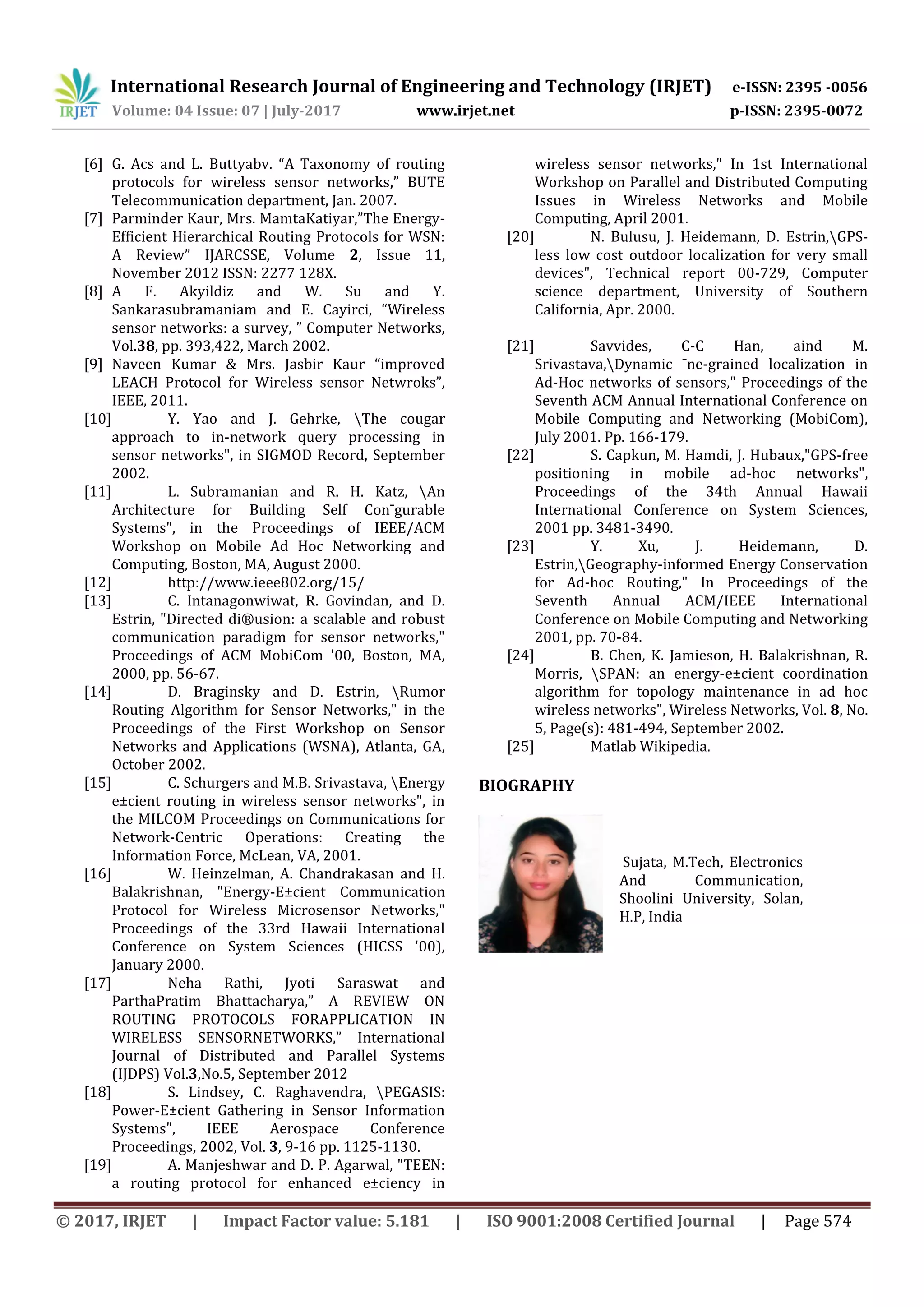 Energy Efficient PEGASIS Routing Protocol in Wireless Sensor Network | PDF | Internet of Things ...