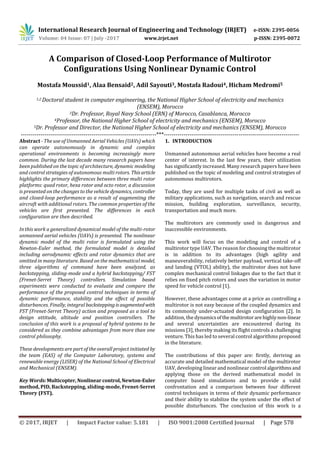 A Comparison of Closed-Loop Performance of MULTIROTOR Configurations using Nonlinear Dynamic ...