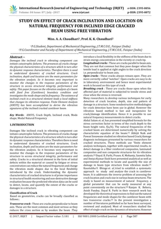 Study on Effect of Crack Inclination and Location on Natural Frequency ...