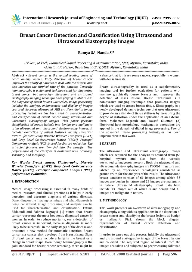 Breast Cancer Detection and Classification using Ultrasound and Ultrasound Elastography Images | PDF