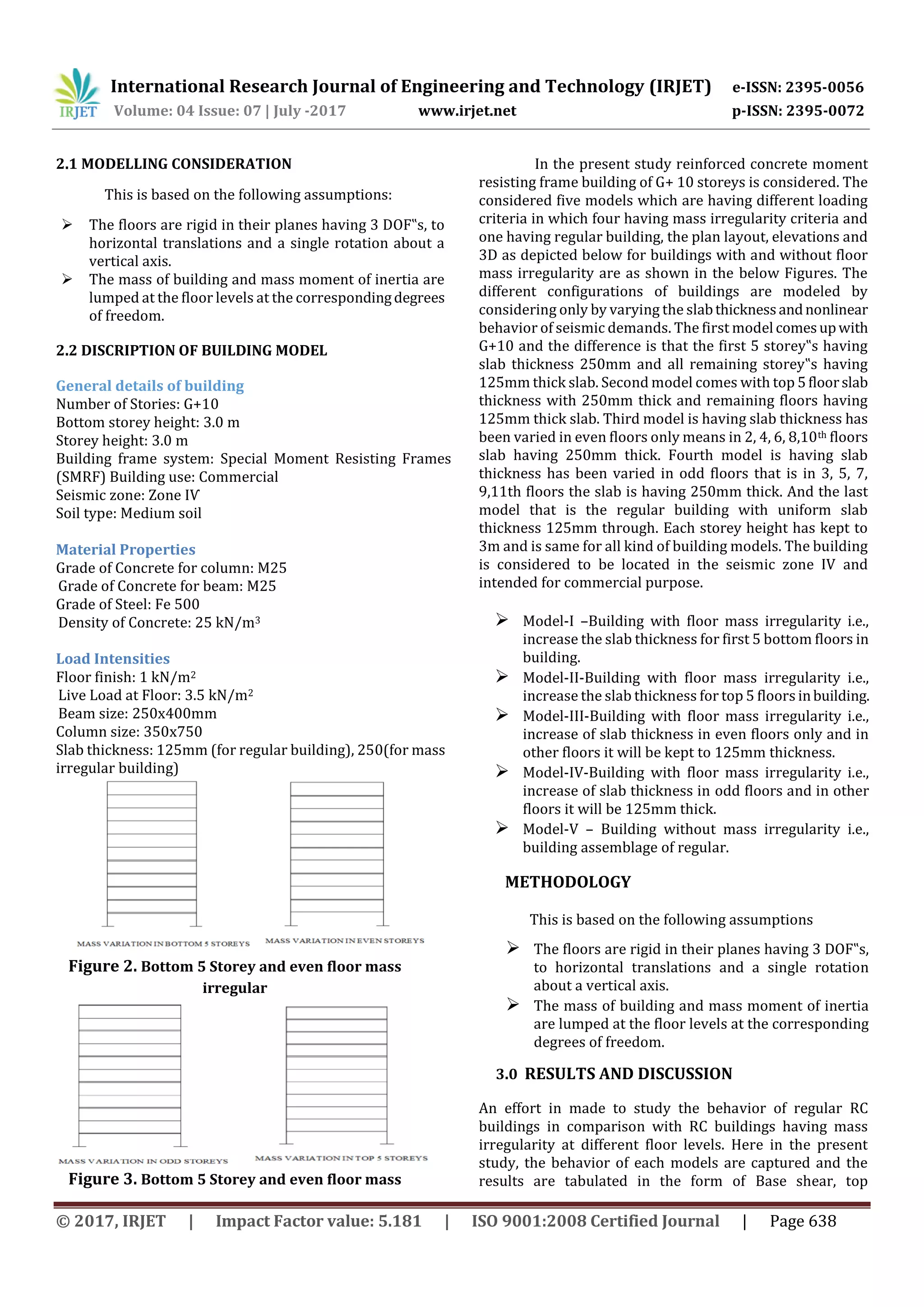 Seismic Analysis Of Multistorey Rc Building With Mass Irregularity Using Etabs Pdf