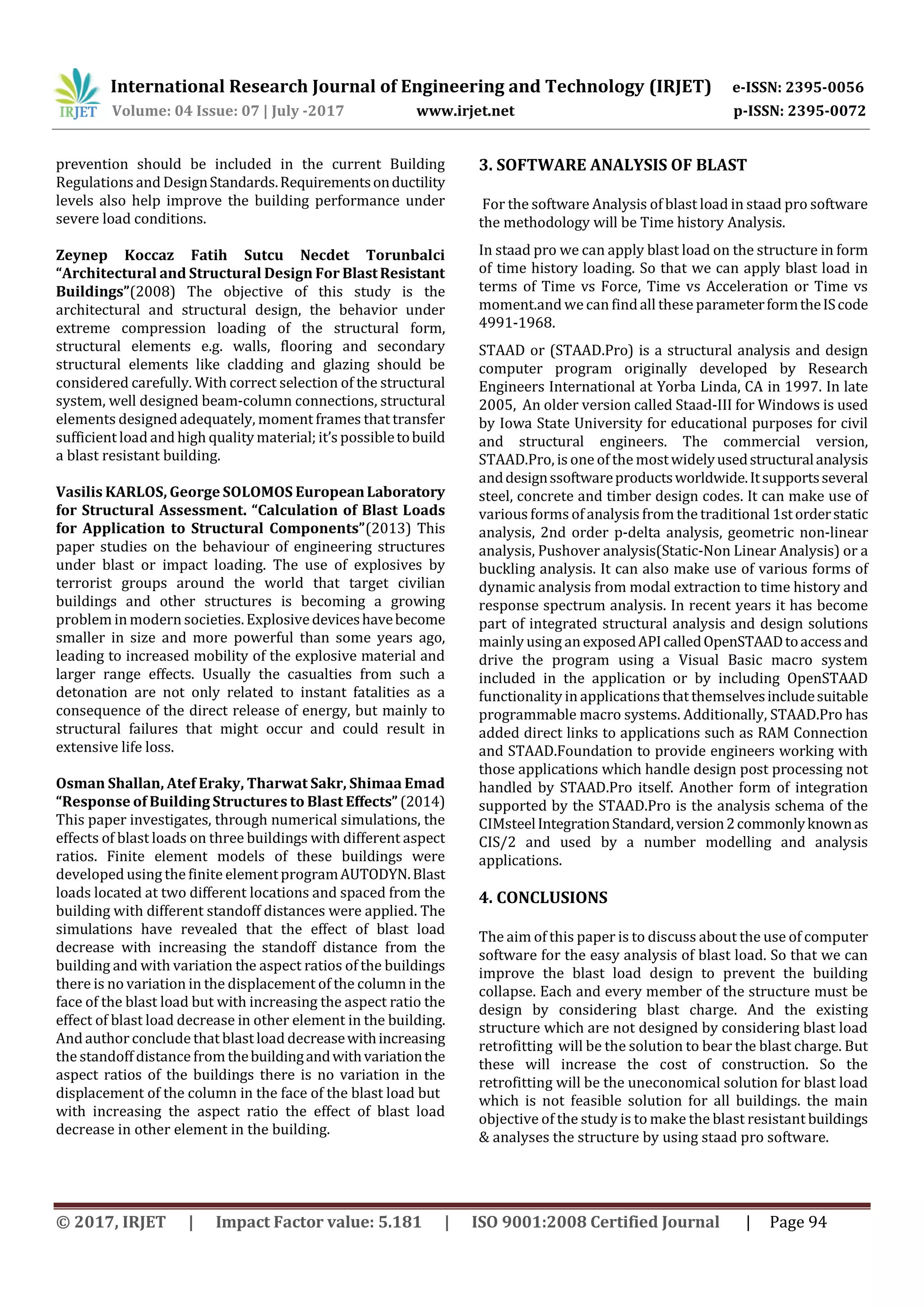 Study of Blast Analysis for Structural Building | PDF