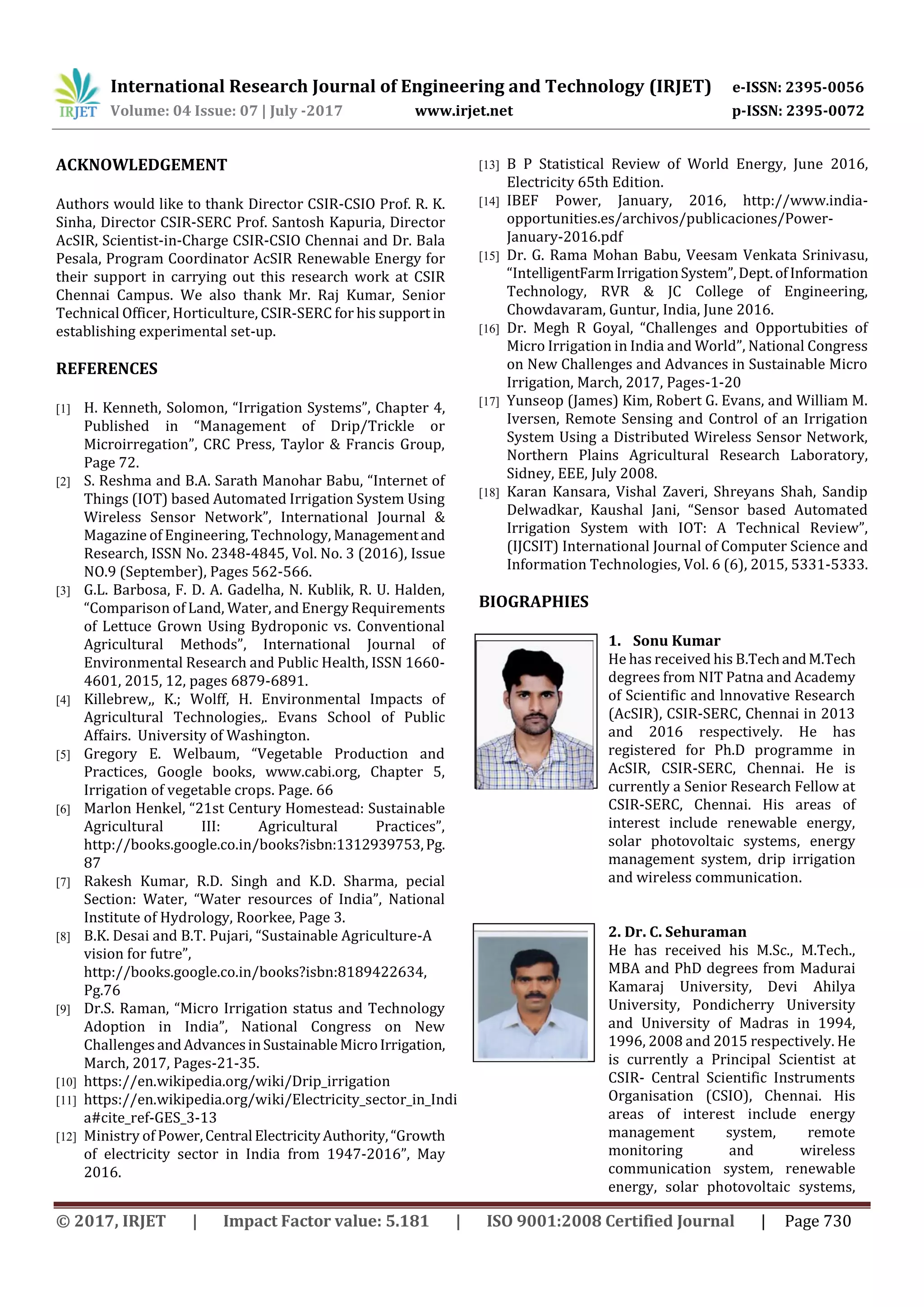 Solar Powered Automatic Drip Irrigation System (SPADIS) using Wireless Sensor Network Technology ...