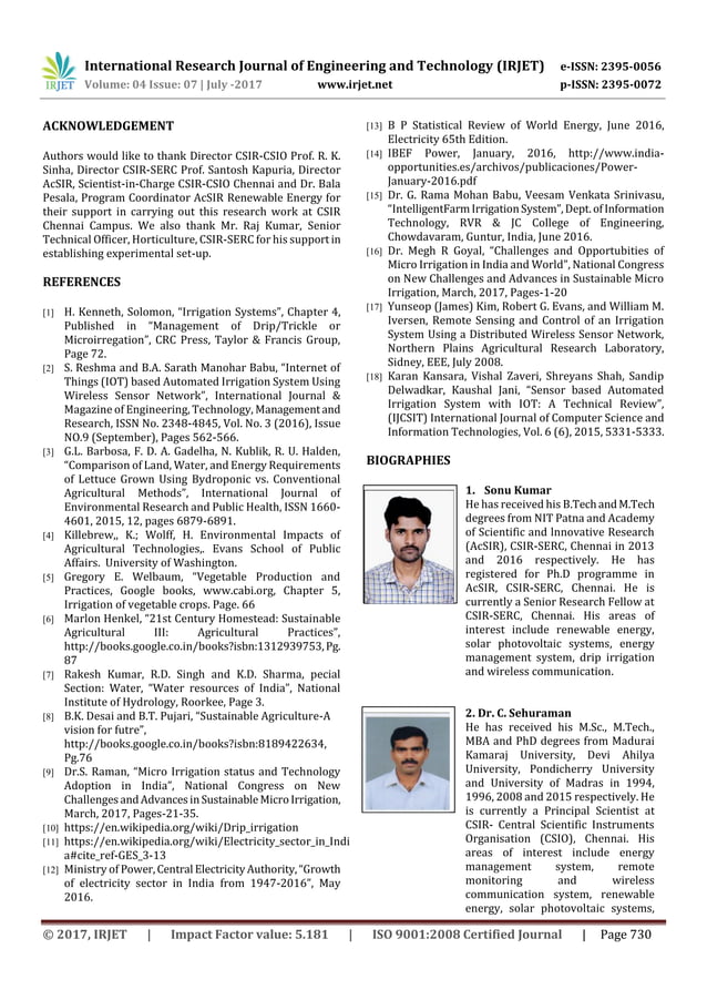 Solar Powered Automatic Drip Irrigation System (SPADIS) using Wireless Sensor Network Technology ...