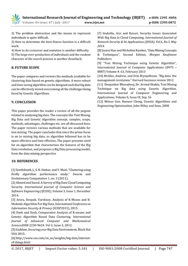 Mining Big Data using Genetic Algorithm | PDF