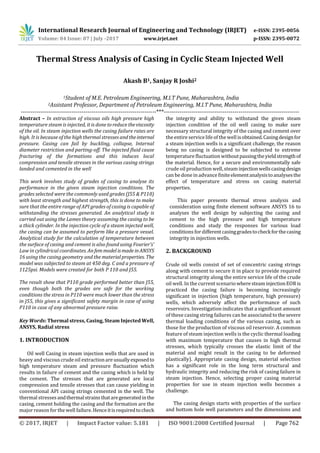 Thermal Stress Analysis of Casing in Cyclic Steam Injected Well | PDF