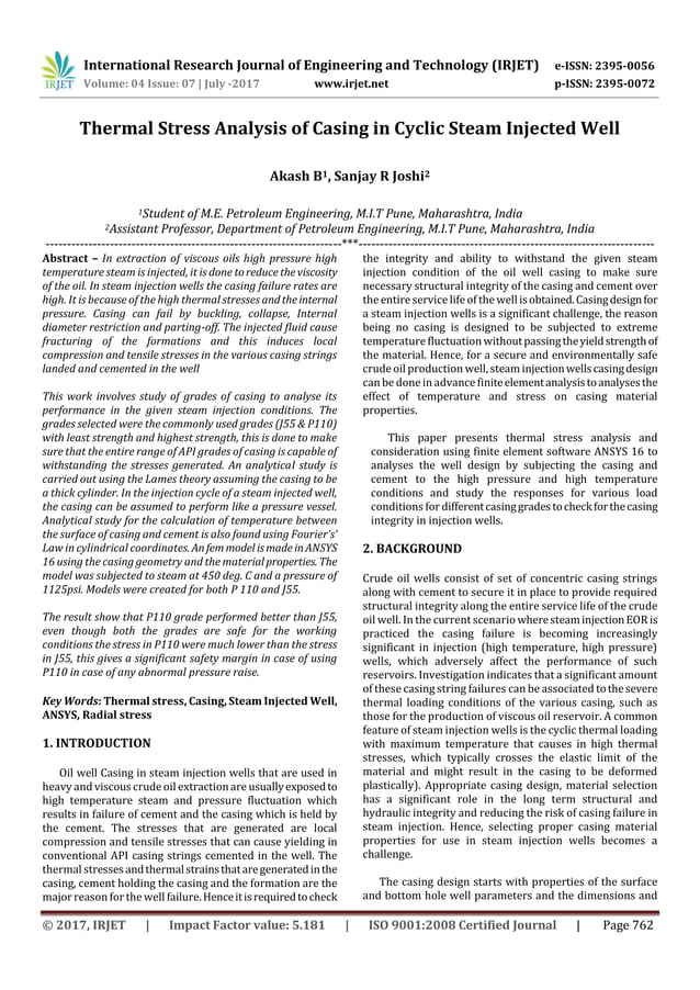 Thermal Stress Analysis of Casing in Cyclic Steam Injected Well | PDF