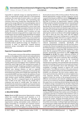 Enhancing Opportunistic Routing for Cognitive Radio Network | PDF