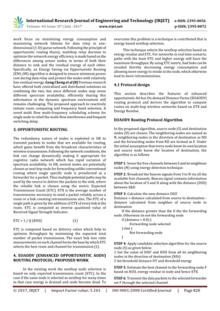 Enhancing Opportunistic Routing for Cognitive Radio Network | PDF