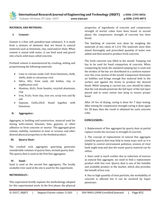 Use of Quarry Dust as Fine Aggregates by Partial Replacement of Sand in ...