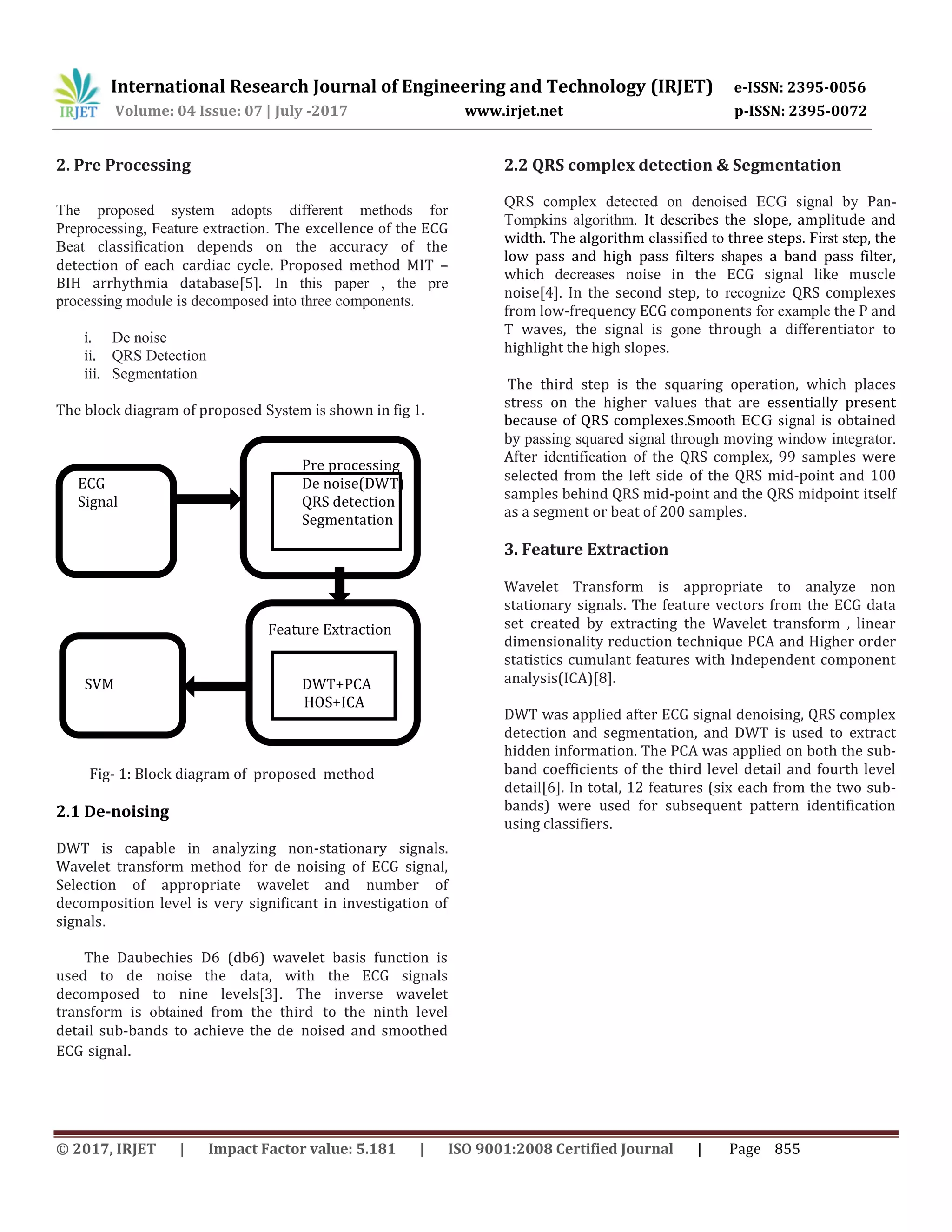 Electrocardiogram Beat Classification Using Discrete Wavelet Transform