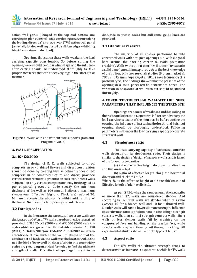 Optimum Shape of Cut-Out Opening on Concrete Structural Wall | PDF