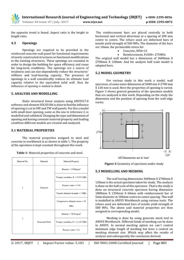 Optimum Shape of Cut-Out Opening on Concrete Structural Wall | PDF