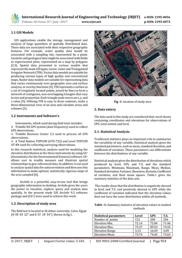 Comparison among Height Observation of GPS, Total Station and Level and their suitability in ...