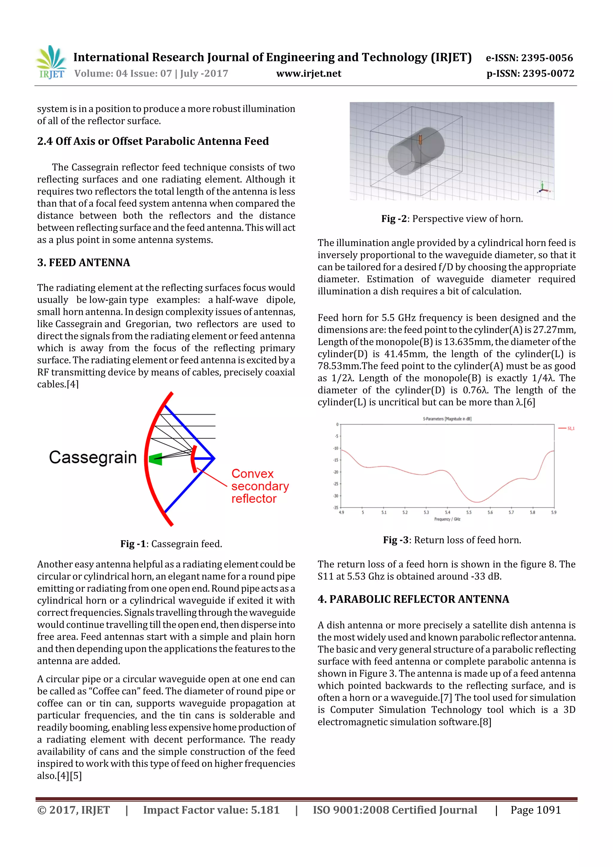 A Study on Reflector Antennas and Design of Reflector Antenna for 5GHz ...