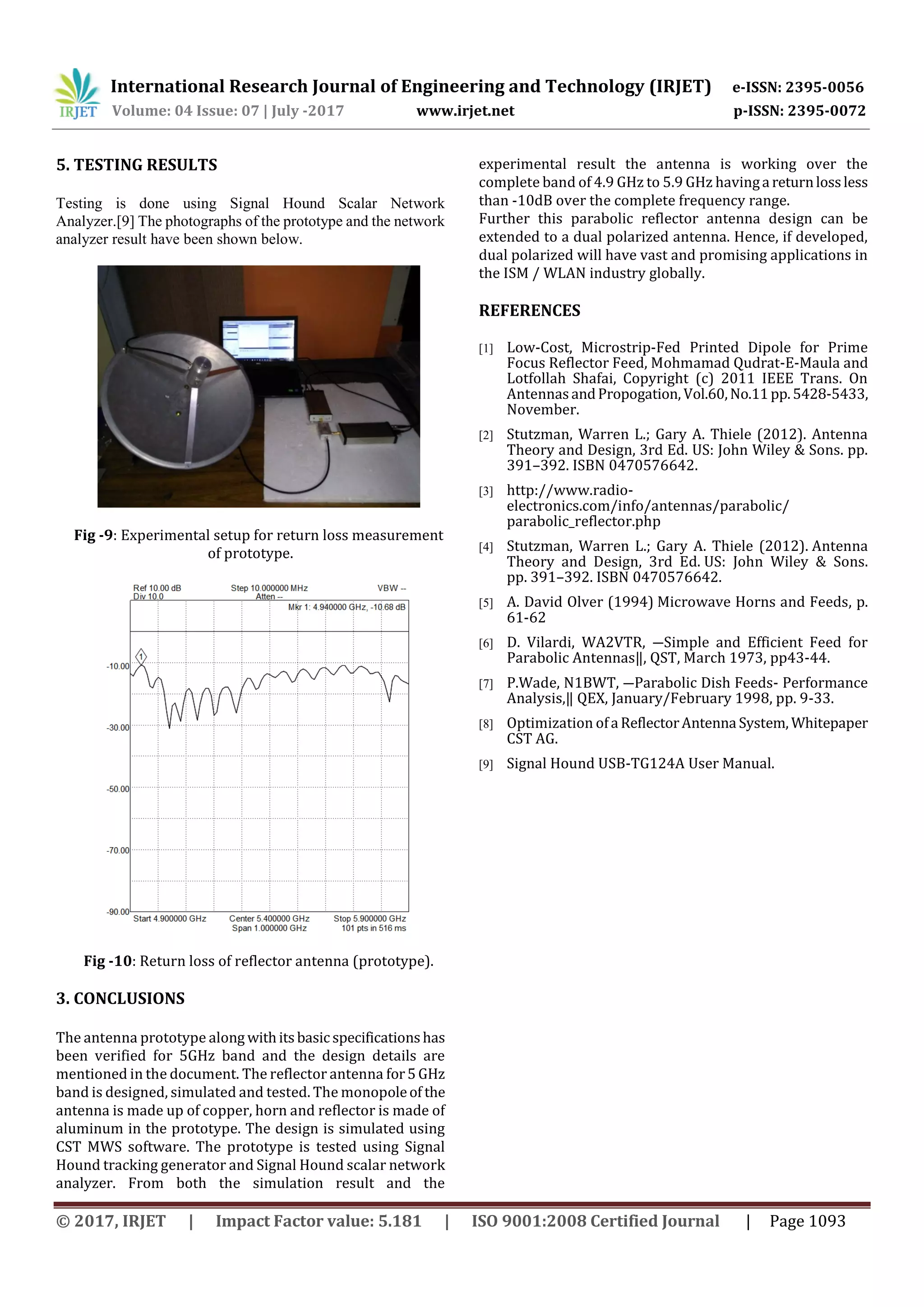 A Study on Reflector Antennas and Design of Reflector Antenna for 5GHz Band | PDF