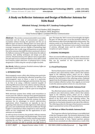 A Study on Reflector Antennas and Design of Reflector Antenna for 5GHz ...