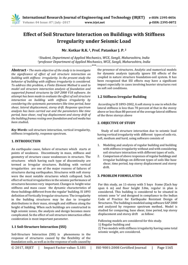 Effect of Soil Structure Interaction on Buildings with Stiffness ...