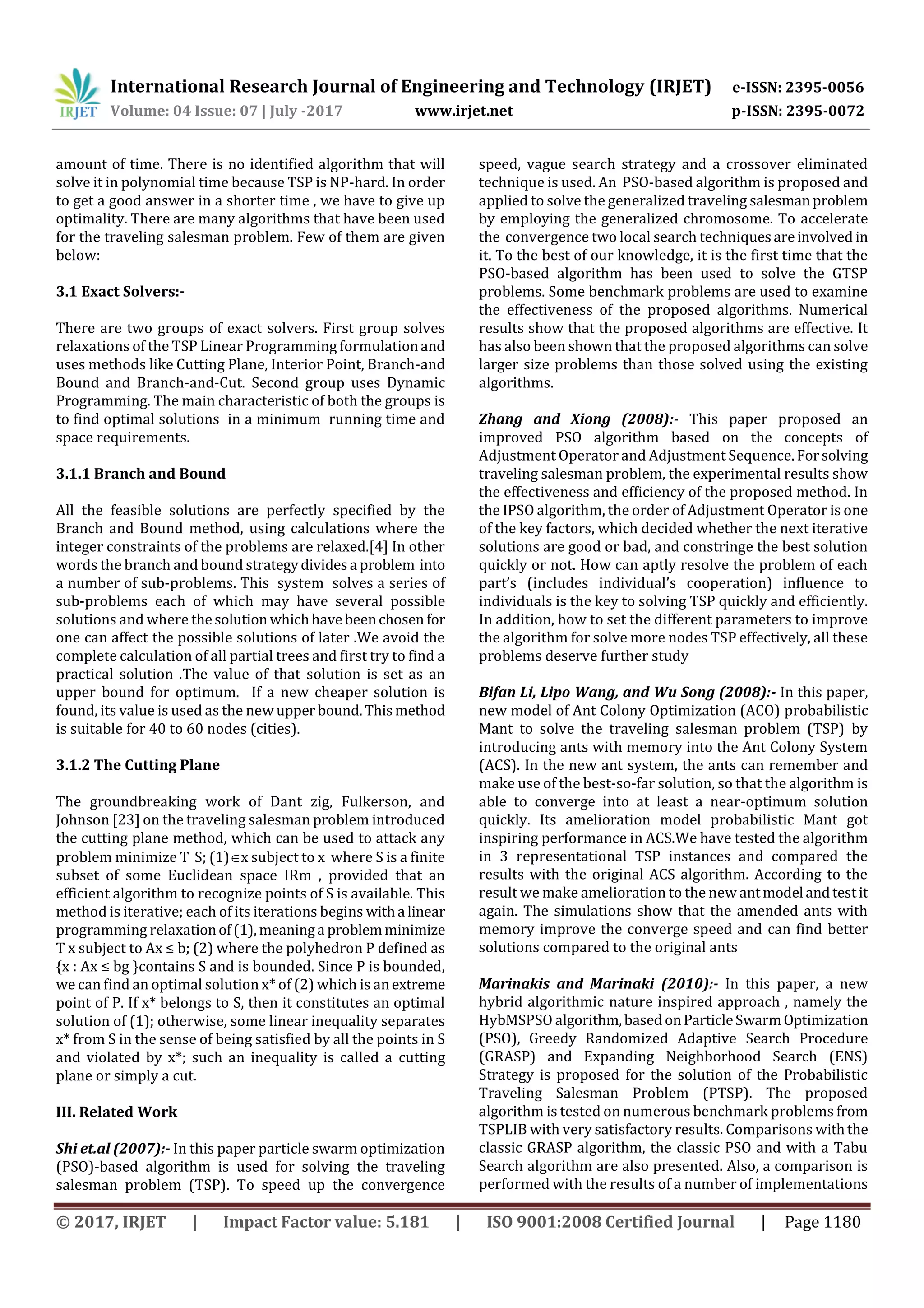 Particle Swarm Optimization To Solve Multiple Traveling Salesman Problem Pdf