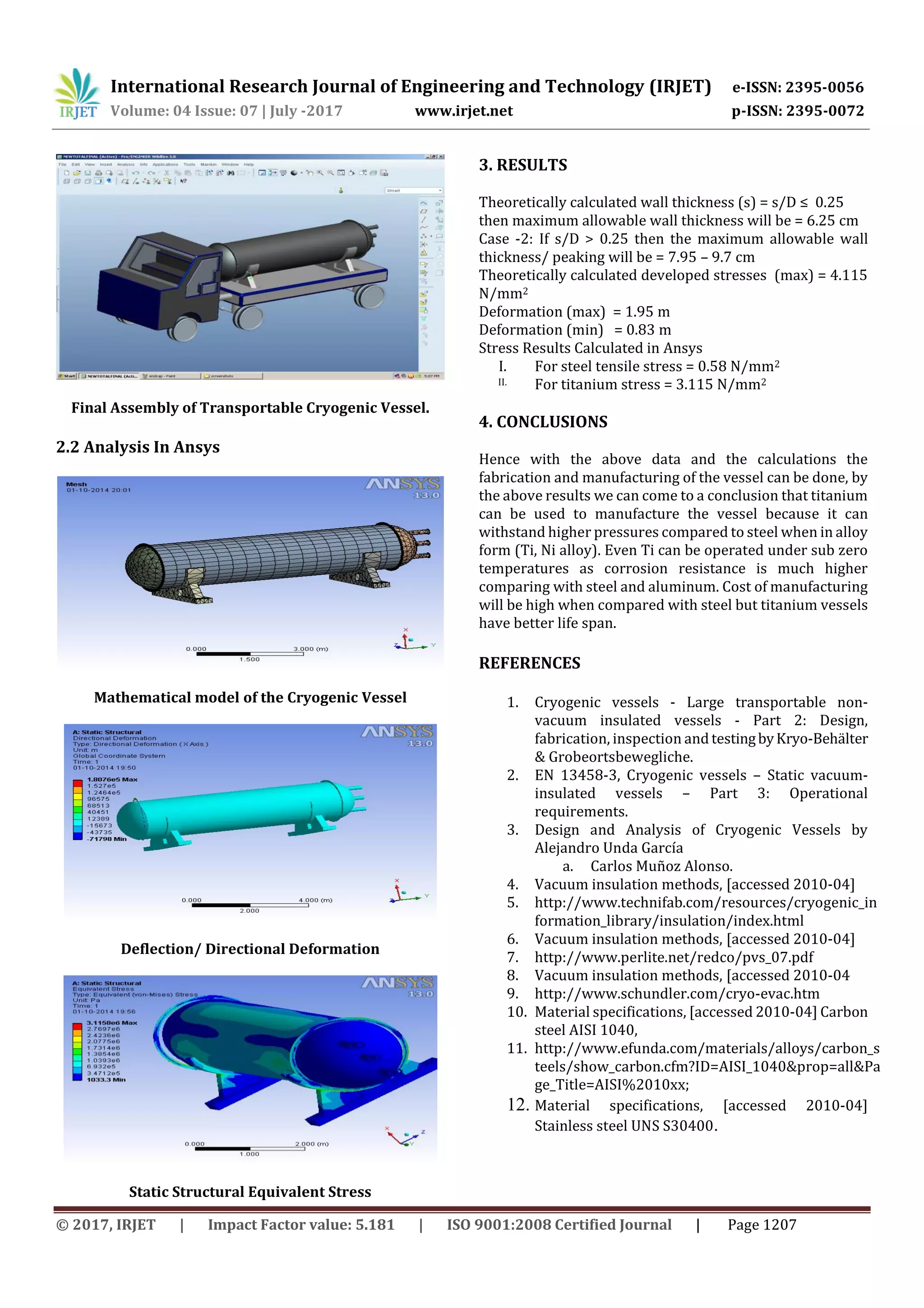 Design and Analysis of Large Transportable Vacuum Insulated Cryogenic ...