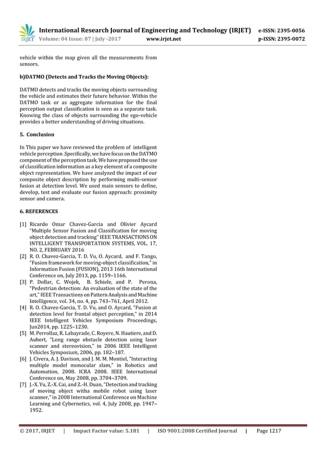 Multiple Sensor Fusion For Moving Object Detection And Tracking Pdf