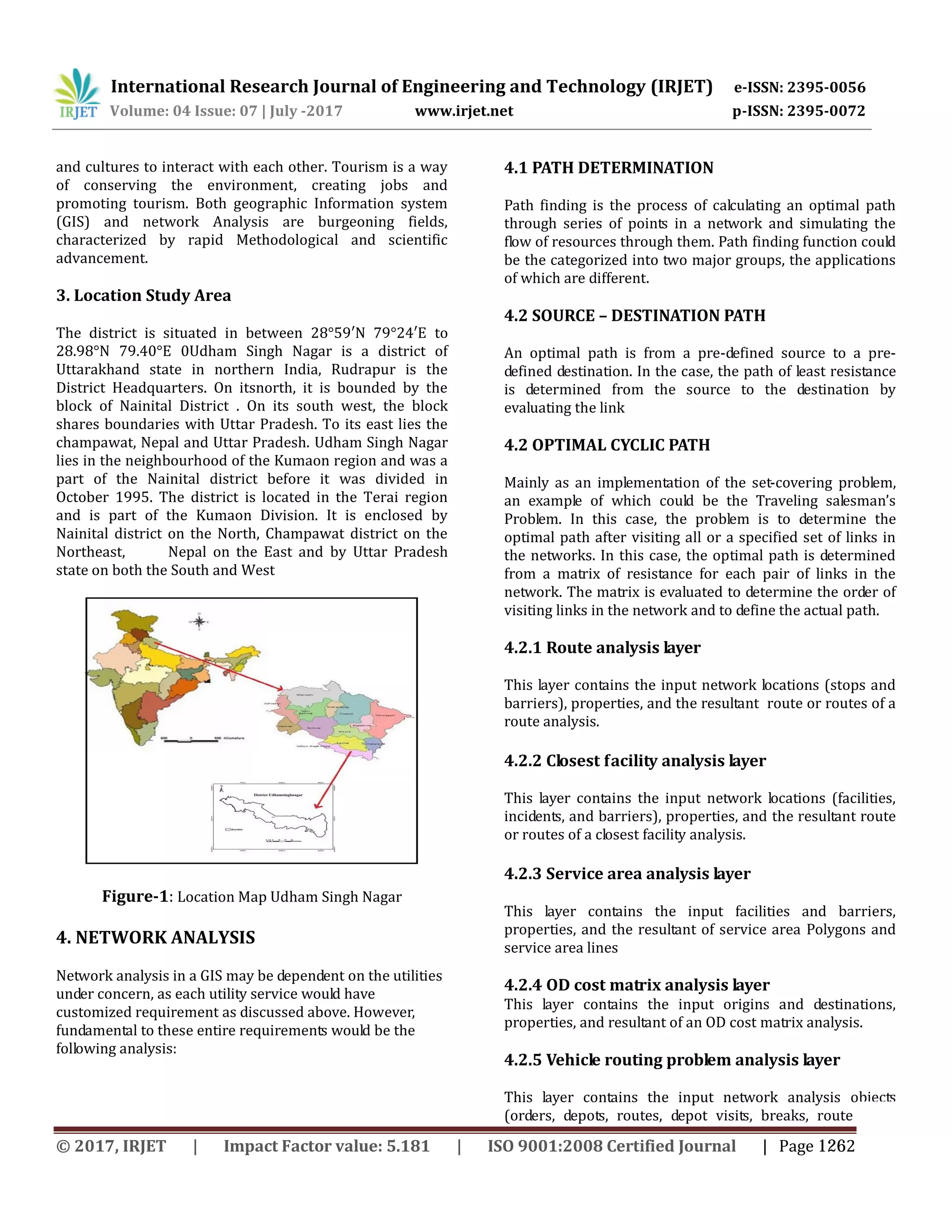 Analysis of Road Network using Remote Sensing and GIS Data Udham Singh Nagar District ...