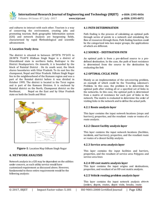 Analysis of Road Network using Remote Sensing and GIS Data Udham Singh Nagar District ...