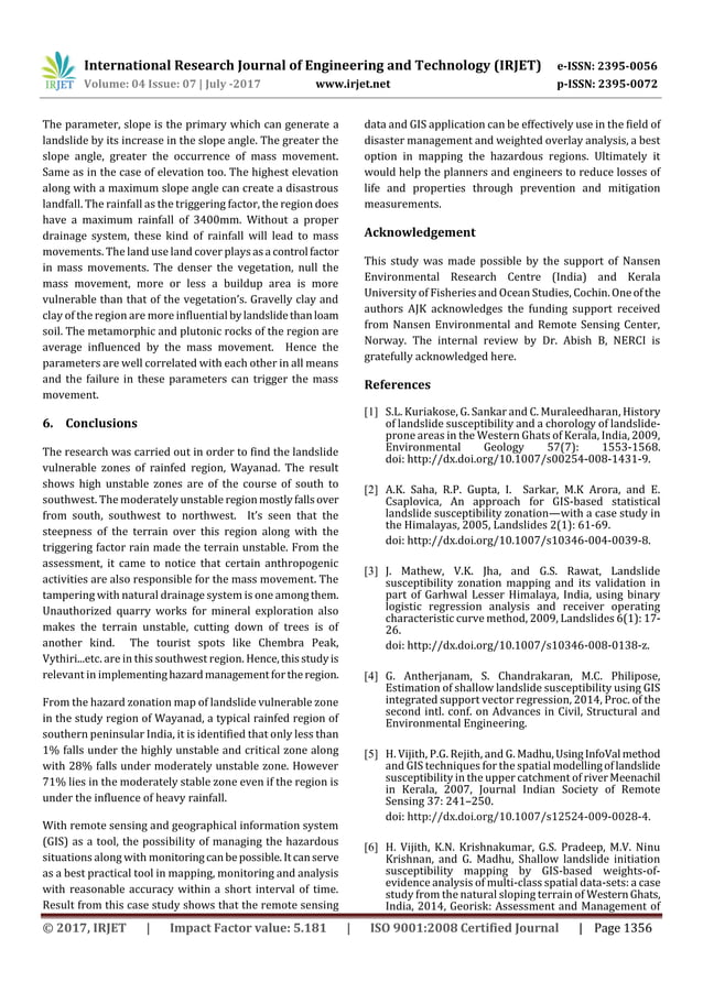 Hazard Mapping of Landslide Vulnerable Zones in a Rainfed Region of ... Hazard Mapping of Landslide Vulnerable Zones in a Rainfed Region of ...