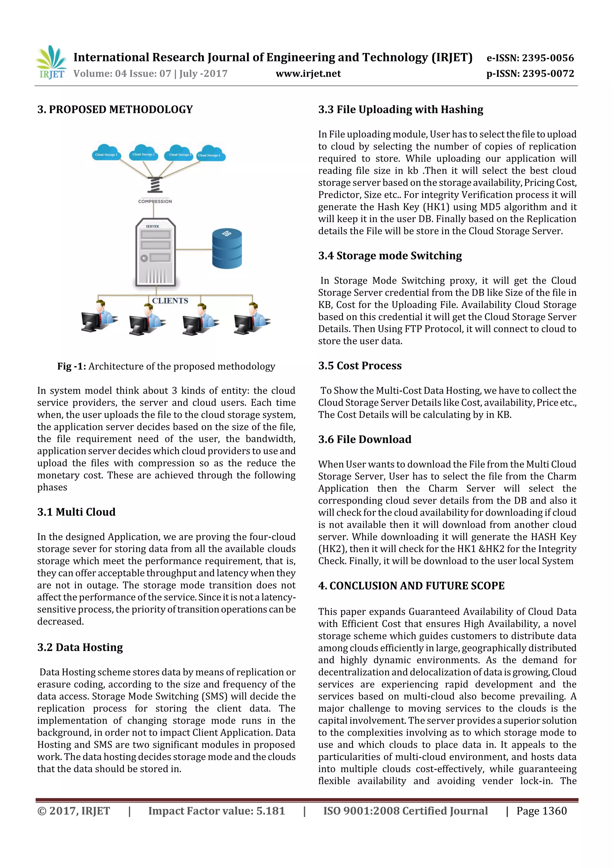 Guaranteed Availability of Cloud Data with Efficient Cost | PDF