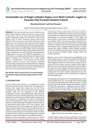 Sustainable Use of Single-Cylinder Engine Over Multi-Cylinder Engine in ...