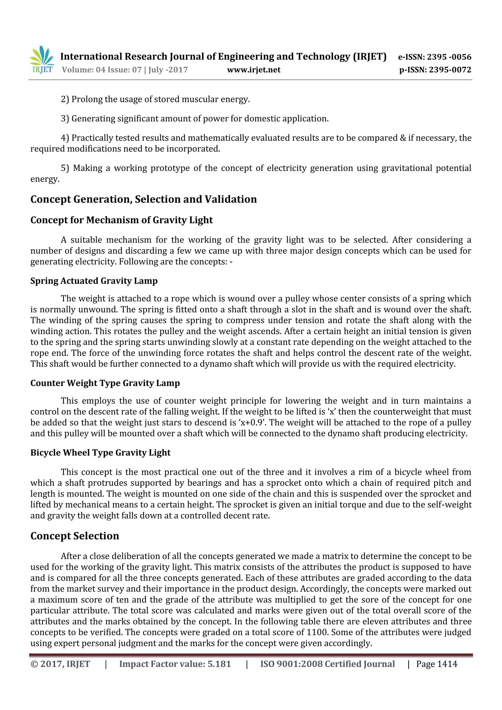 Design and Development of Gravity Lamp | PDF