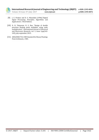 Double Precision Floating Point Multiplier using Verilog | PDF