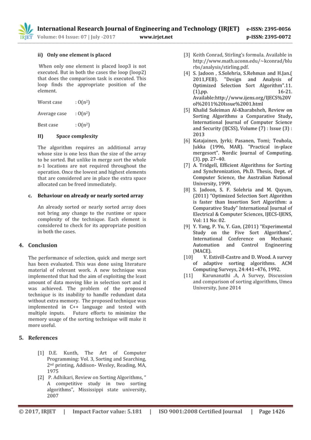 Study on Sorting Algorithm and Position Determining Sort | PDF