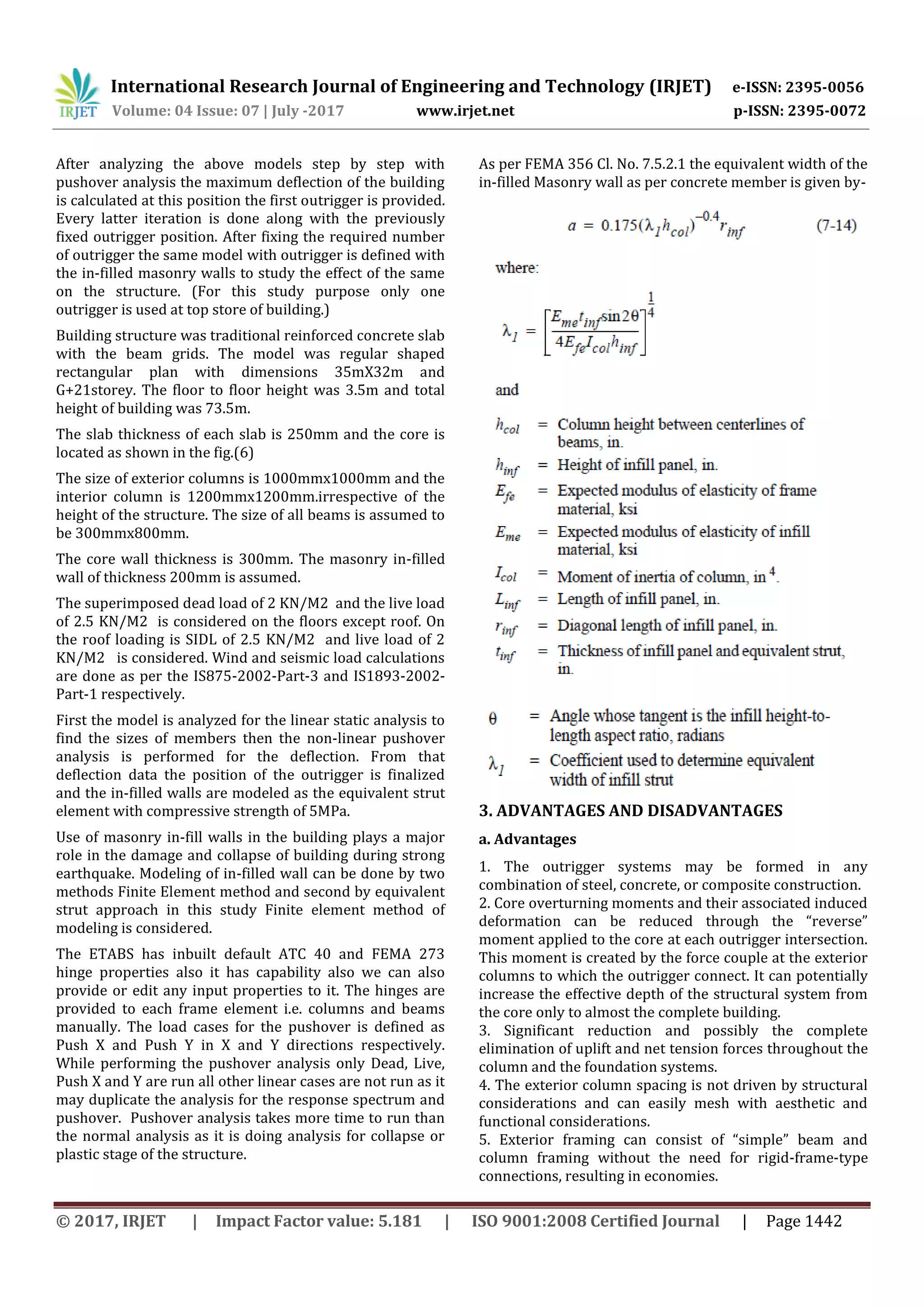 Pushover Analysis of High Rise Building and Outrigger System With or ...