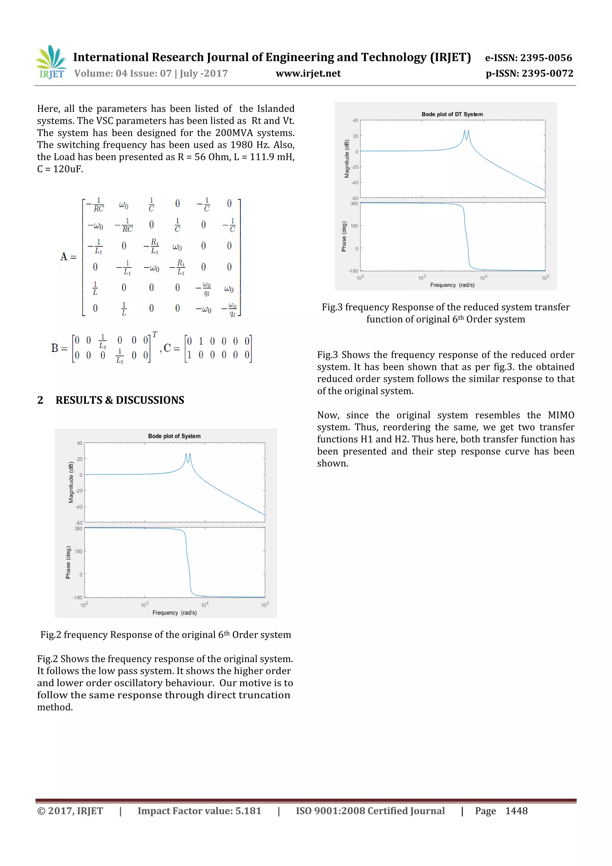 Model Order Reduction of an ISLANDED MICROGRID using Single Perturbation, Direct Truncation and ...