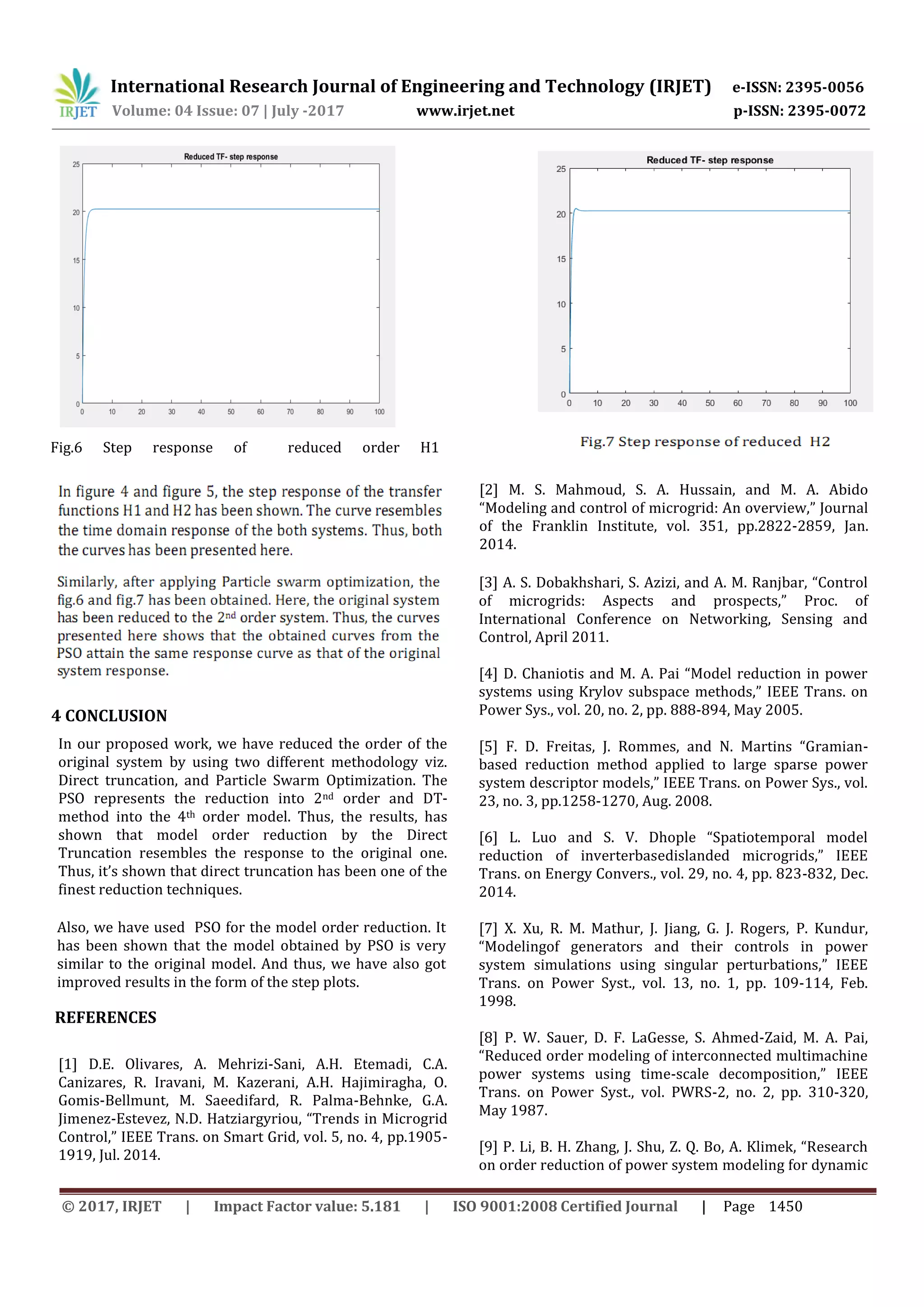 Model Order Reduction of an ISLANDED MICROGRID using Single Perturbation, Direct Truncation and ...