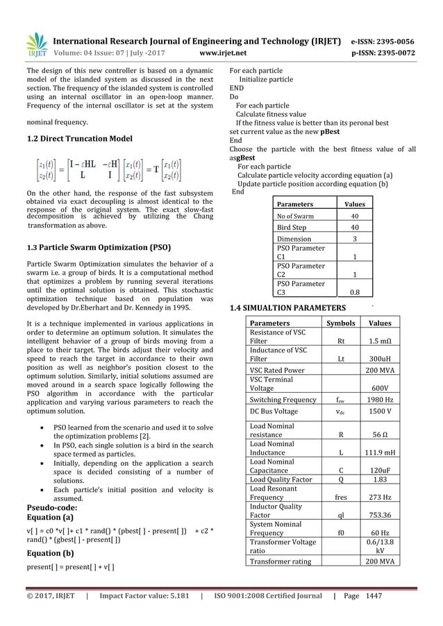 Model Order Reduction Of An Islanded Microgrid Using Single Perturbation Direct Truncation And