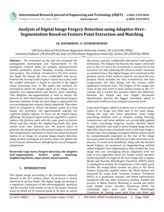 Analysis of Digital Image Forgery Detection using Adaptive Over-Segmentation Based on Feature ...