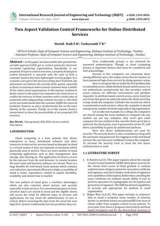 Two Aspect Validation Control Frameworks for Online Distributed Services | PDF