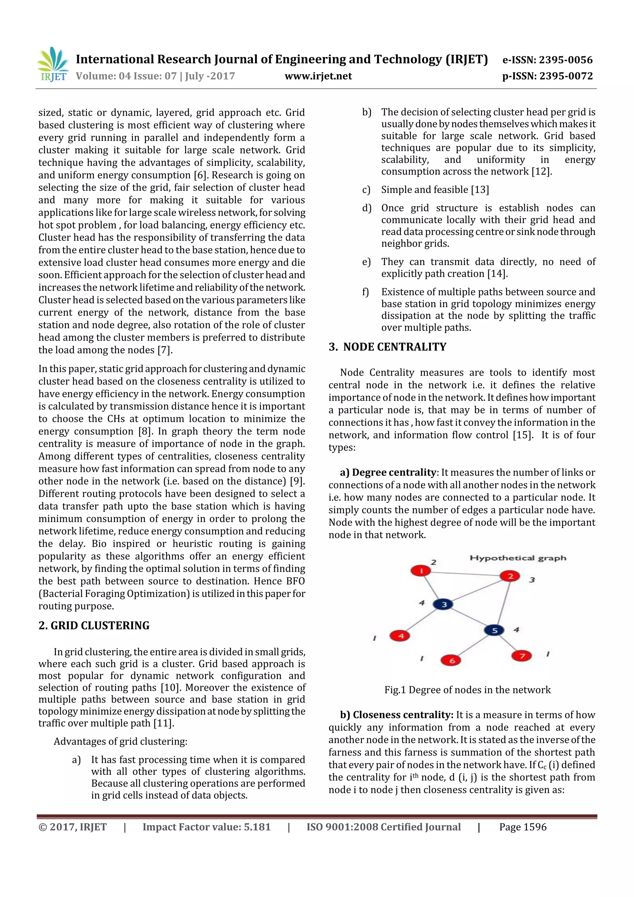 Energy Efficient Grid based Routing Algorithm using Closeness ... Energy Efficient Grid based Routing Algorithm using Closeness ...
