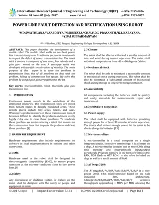 Power Line Fault Detection and Rectification using Robot | PDF