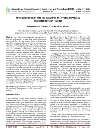 Frequent Itemset Mining Based on Differential Privacy using RElim (DP-RElim) | PDF