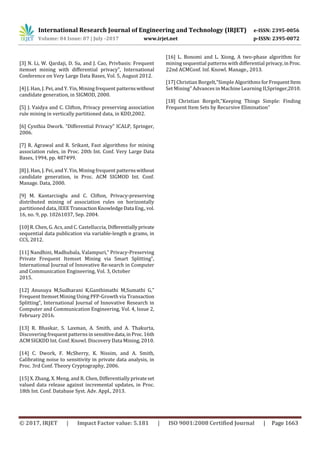 Frequent Itemset Mining Based on Differential Privacy using RElim (DP-RElim) | PDF