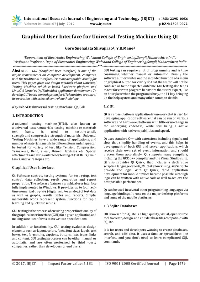 Graphical User Interface For Universal Testing Machine Using Qt Pdf