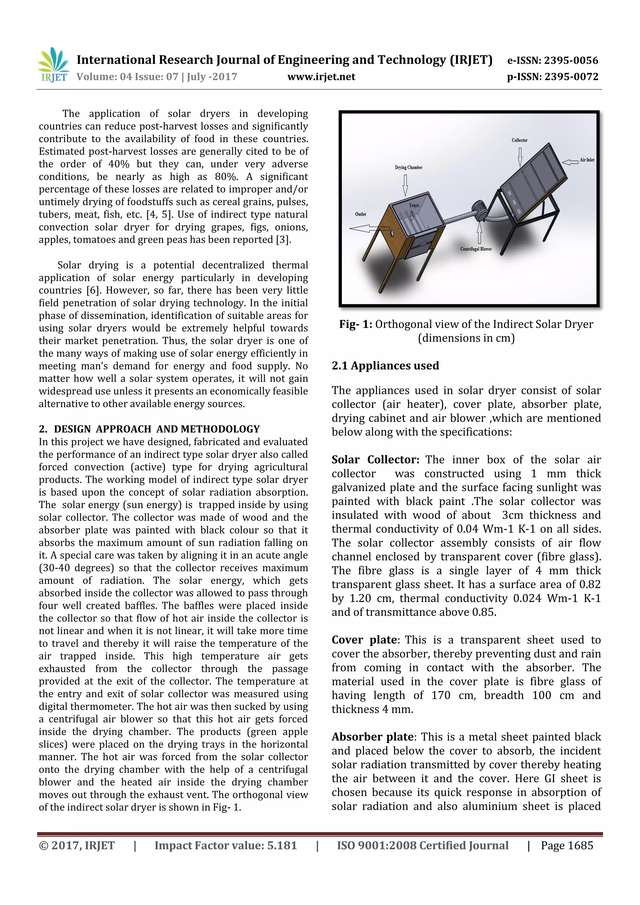 Design, Fabrication and Performance Evaluation of an Indirect Solar ...