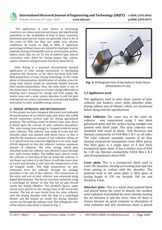 Design, Fabrication and Performance Evaluation of an Indirect Solar Dryer for Drying ...