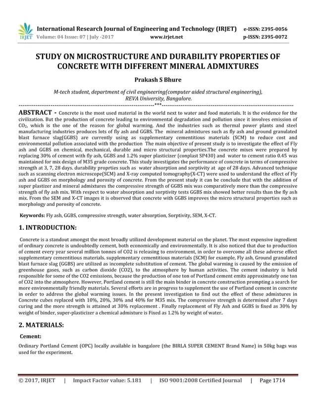 Study on Microstructure and Durability Properties of Concrete with Different Mineral Admixtures ...