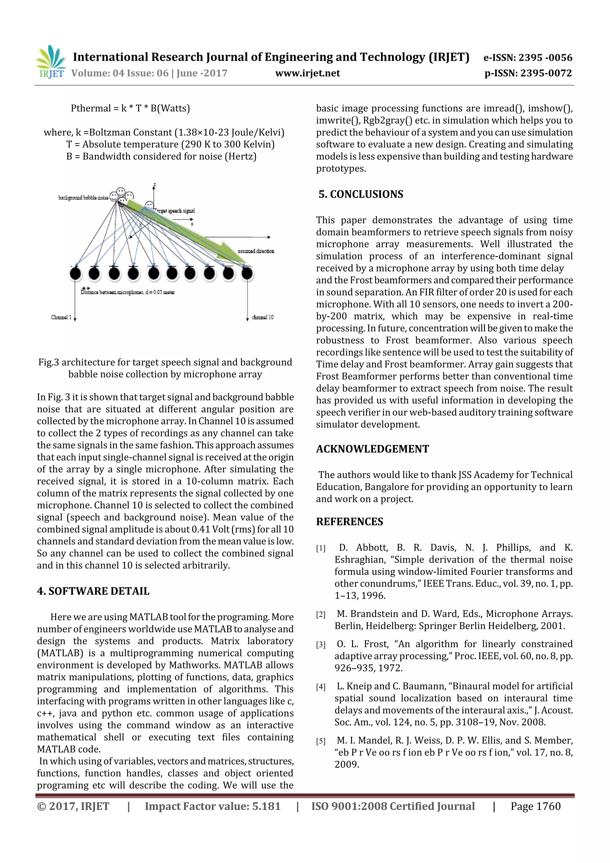 Multichannel Speech Signal Separation by Beam forming Techniques | PDF