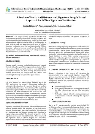 A Fusion of Statistical Distance and Signature Length Based Approach for Offline Signature ...